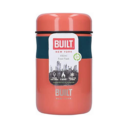 BUILT Double Wall Vacuum Insulated Flask for Hot and Cold Foods, 490 ml, Tropics