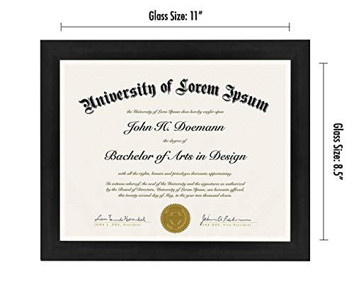 Americanflat 8.5x11 Picture Frame in Black - Set of 2 - Use as Diploma Frame or Certificate Frame with Shatter Resistant Glass - Hanging Hardware and Easel Included for Wall and Tabletop Display