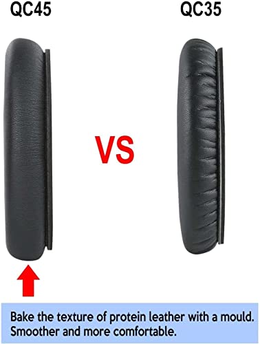 Aiivioll QC45 Replacement Ear Pads Cushions Earpads for Bose QC45 Wireless Headphones Softer Leather High-Density Noise Cancelling Foam,Earpads Repair Part(Black)