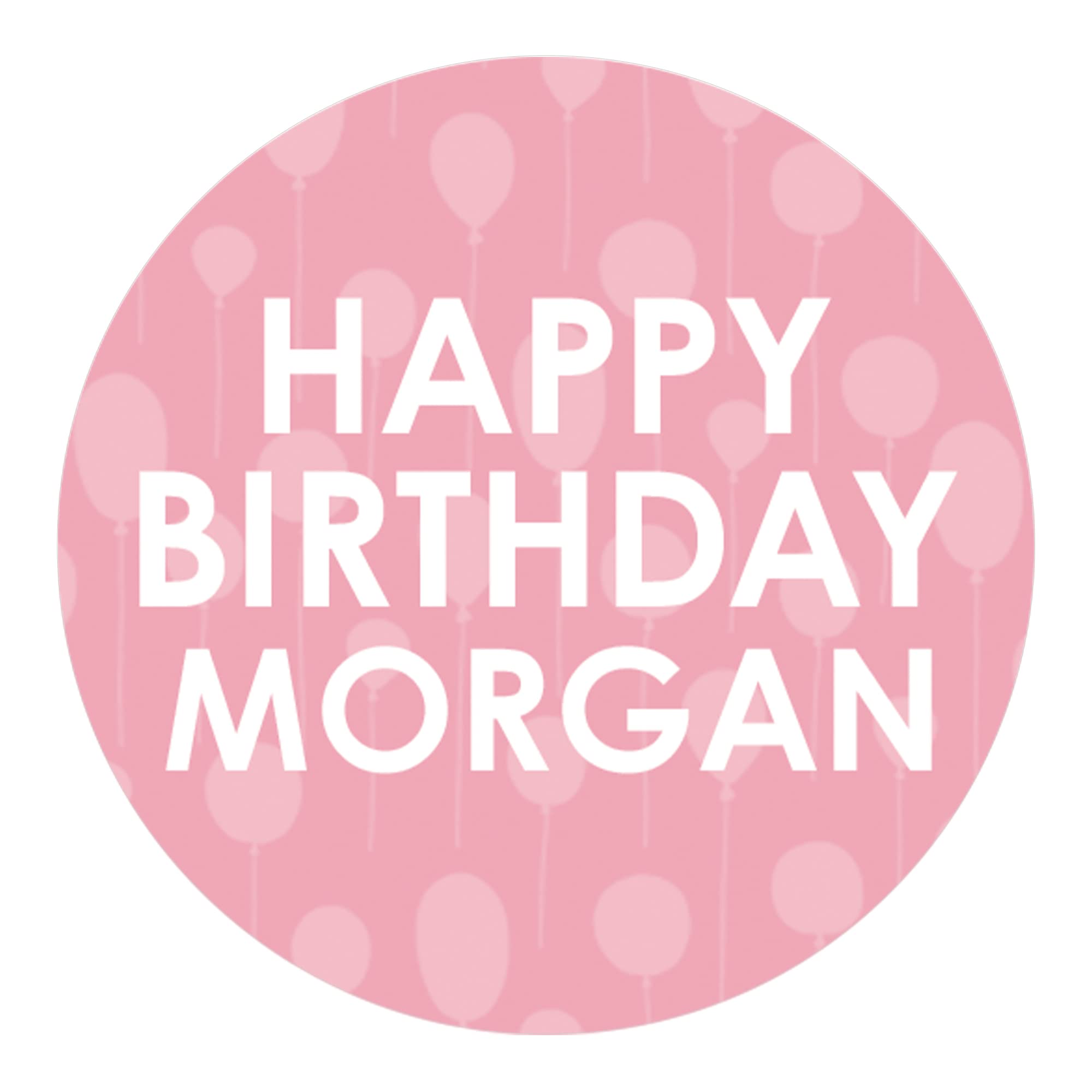Personalized Happy Birthday Party Favor Stickers with Name - Custom Envelope Seals, Bag Stickers - 1.75 in. Round - 40 Labels (Light Pink)