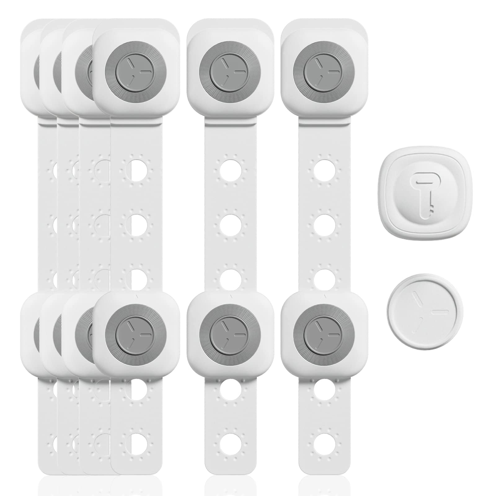 6 Pack Childproof Magnetic Cabinet Locks - Adjustable Magnetic Baby Proof Safety Latches with 1 Key for Drawer Cabinet to Keep Child Safe, No Drilling, Easy Installation