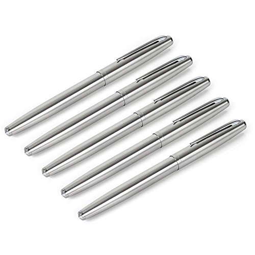 Gullor 5 PCS Stainless Steel EF Nib Classic Fountain Pens Set with Ink Converters