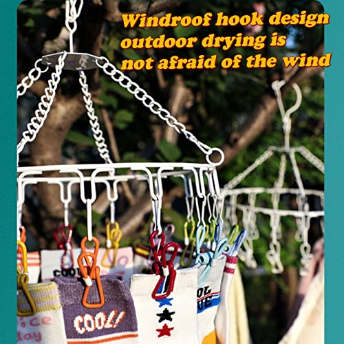 AIKAILI-US Clothes Drying Rack for Socks, Underwear,Bras,Lingerie Baby Clothes etc. Laundry Drying Rack with Windproof Hook Clip and 360 ° Rotation Design (16 Clips+10 DIY Clips,Rainbow Colors)