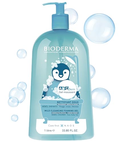 Bioderma ABCDerm Foaming Gel- for the Delicate Skin of Babies and Children, Blue, 33.8 Fl Oz