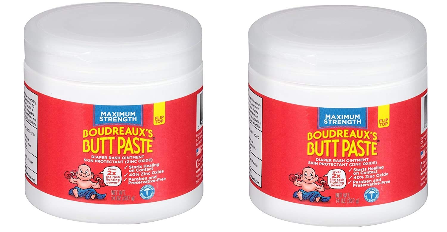 Boudreauxs Butt Paste Diaper Rash Ointment, hmNLJa, Maximum Strength - Contains 40% Zinc Oxide - Pediatrican Recommended - Paraben and Preservative-Free - 2Pack (14 Ounce)