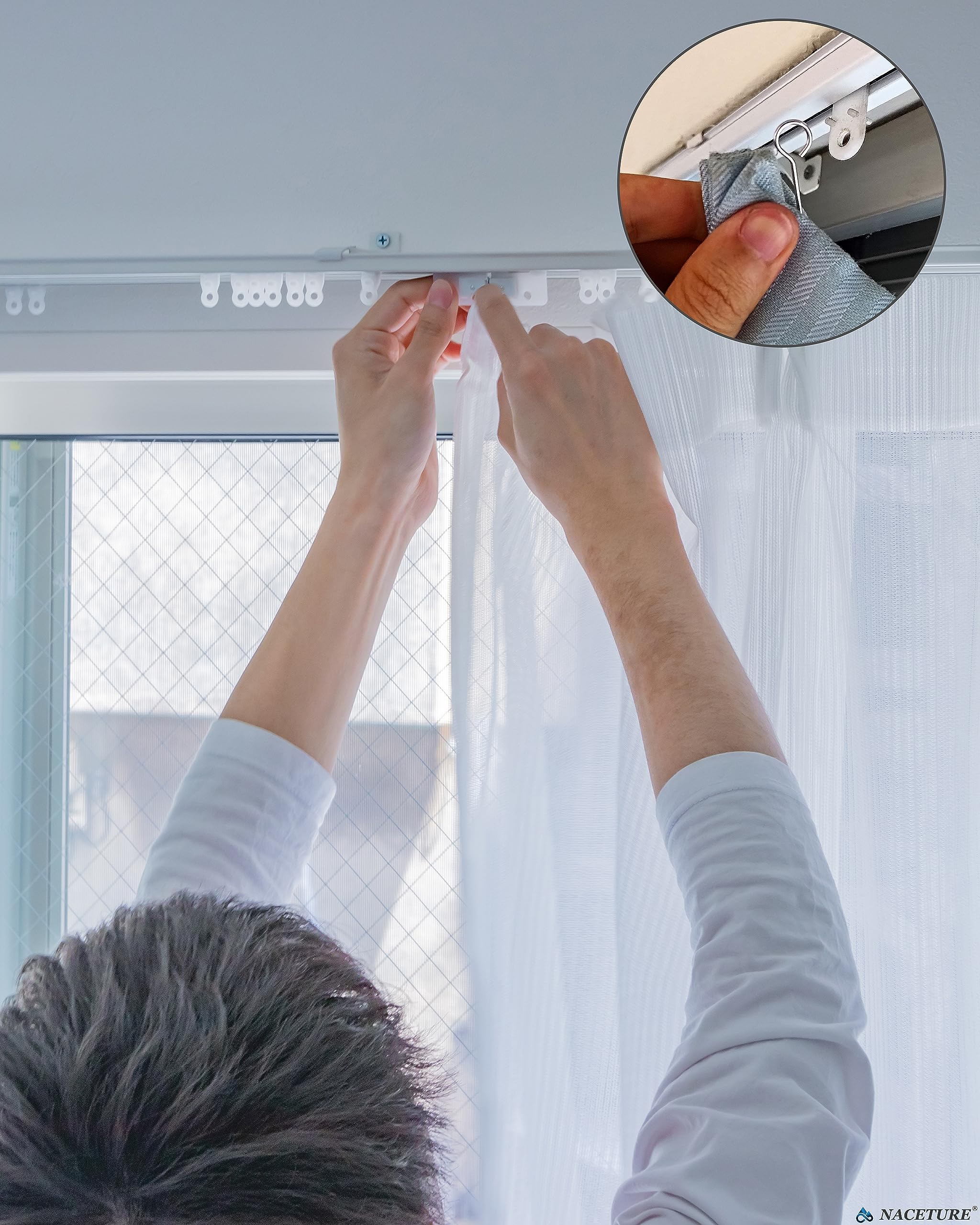 Metal Curtain Hooks for Drapes – 100 Pack Drapery Hooks Curtain Track Hooks Hanger S Hooks Stainless Steel Hardware Hooks Small Clips for Ceiling Curtains Track Indoor/Shower/Window