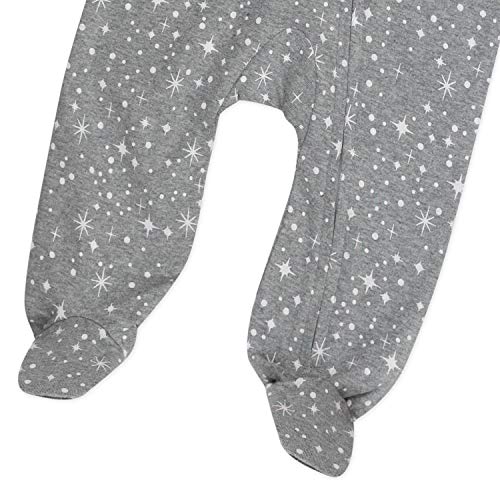 HonestBaby Sleep and Play Footed Pajamas One-Piece Sleeper Jumpsuit Zip-front PJs Organic Cotton for Baby Boys, Unisex, Twinkle Star, 3-6 Months