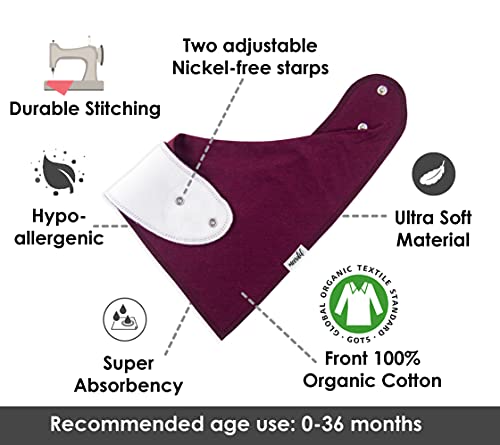Meerdif Baby Bandana Drool Bibs 8 Pack Solid Organic Cotton Baby Bibs for Girls, Boys, Unisex - Plain Colors