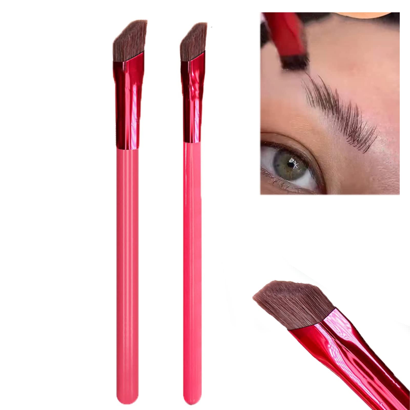 2 Pcs Eyebrow Brush Professional Eyebrow Brush Multi Function Eyebrow Brush 4D Hair Stroke Brow Stamp Brush Three-dimensional Concealer Makeup Brush Angled Eyebrow Hairline Brush