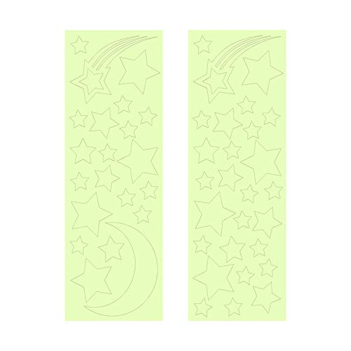 GLOPLAY Starry Night Series (48 pcs/Pack), Glow in The Dark Educational Wall Stickers, The Eco-Friendly and Brightest Wall Stickers for Ceiling, Bathtime, Bedroom, Party, Decor