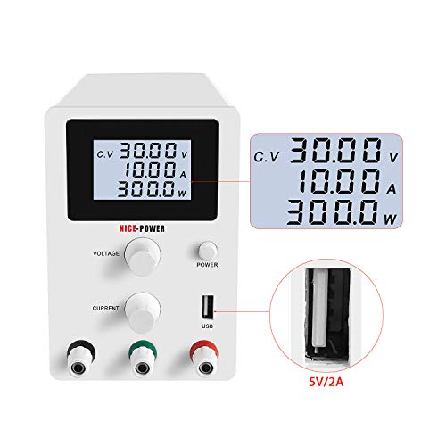 NICE-POWER DC Power Supply Adjustable Variable 4 Digital LED Display Adjustable Regulated Switching Power Supply Digital (30V 10A)