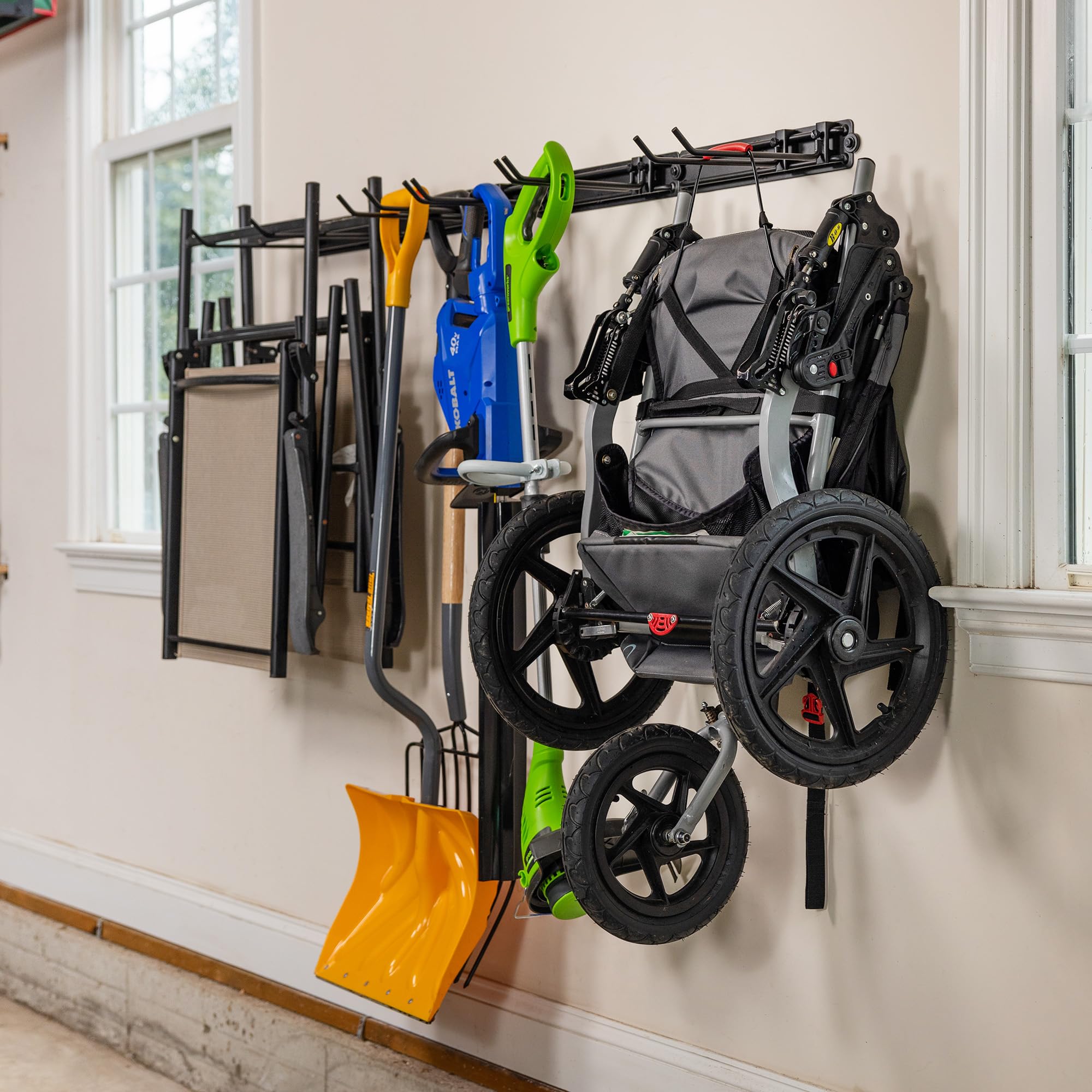 64" Modular Garage Garden Tool Storage Rack Organizer Wall Mount, Yard Shovel Rack Holder Organization, Heavy Duty Steel Utility Racks, Holds 600 lbs