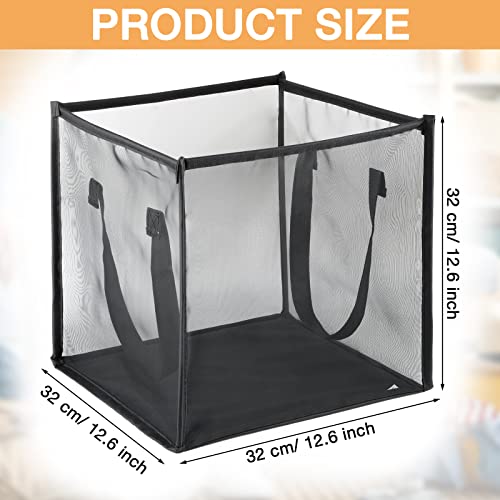 6 Pcs Popup Laundry Hamper 12.6 Inch Small Collapsible Laundry Baskets with Handles, Portable Mesh Laundry Hamper, Foldable Clothes Hamper for Washing Storage, Kids Toy College (Black,Single Layer)