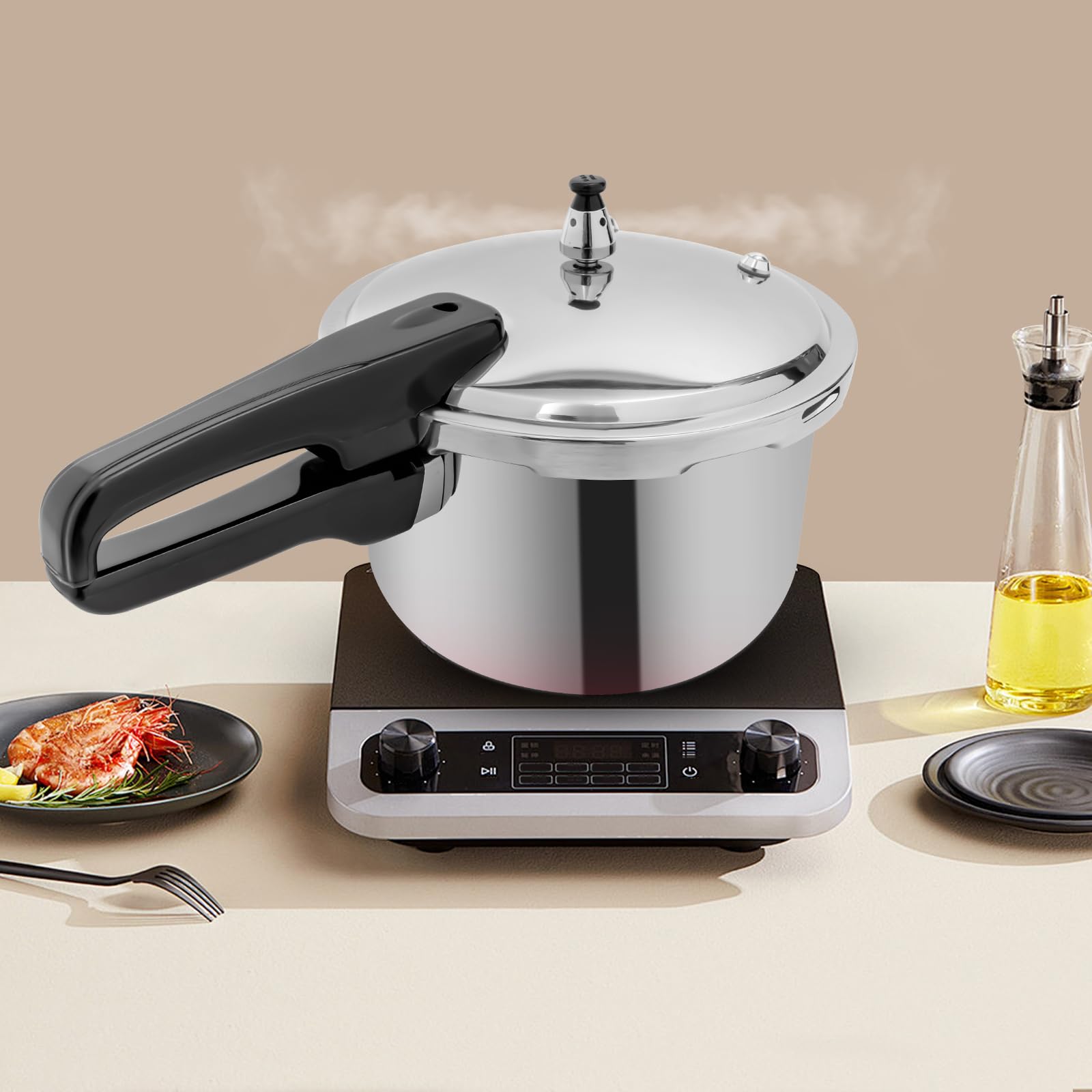 6.4 Quart Stainless Steel Pressure Cooker, Induction Compatible Thickened Pressure Stewing Pot, Compatible with Gas & Induction Cooker