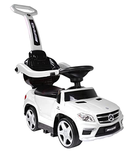 Best Ride On Cars 4 in 1 Mercedes Battery Powered Push Car, White, Large