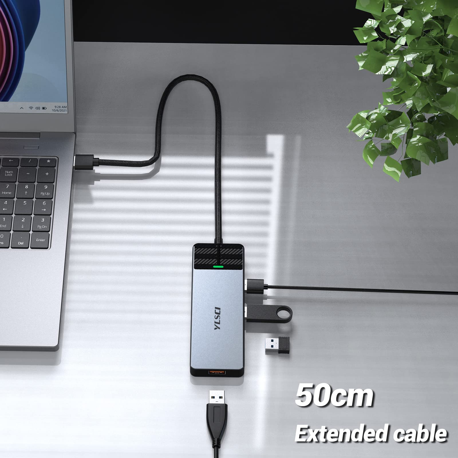 4 in 1 USB Hub,YLSCI USB Adapter, USB 3.2x4 (10Gbps), USB Splitter multiport Adapter, Compatible with Smartphones, laptops and Other USB Devices
