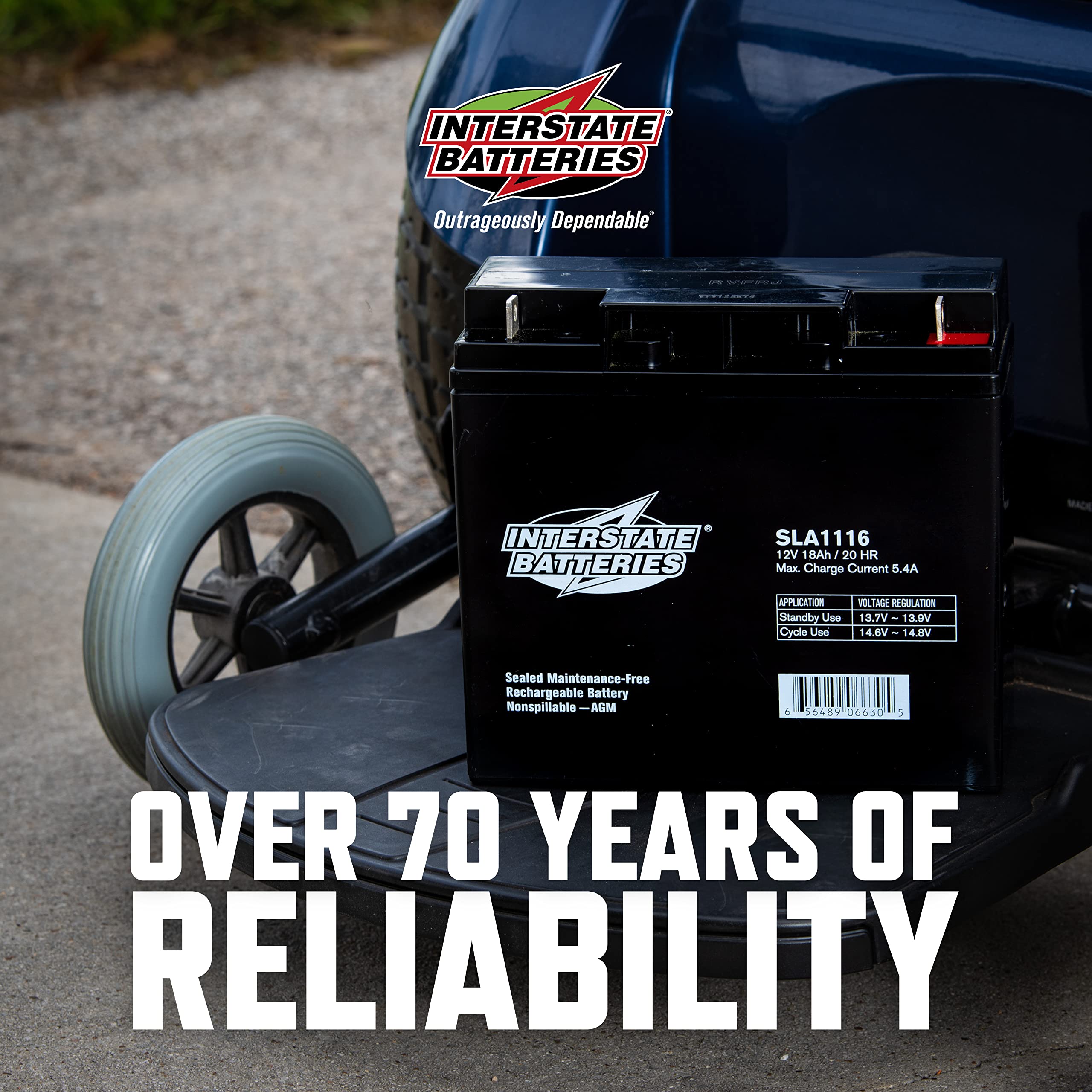Interstate Batteries 12V 18Ah Battery (2-Count) (Nut & Bolt Terminal) SLA AGM VRLA Rechargeable Replacement for Solar Power, Generators, Medical Devices, Fences (SLA1116)