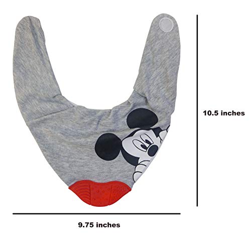 Disney Neat Solutions Mickey Mouse 3 Pack Infant Scarf Bib with Teether, Grey Heather