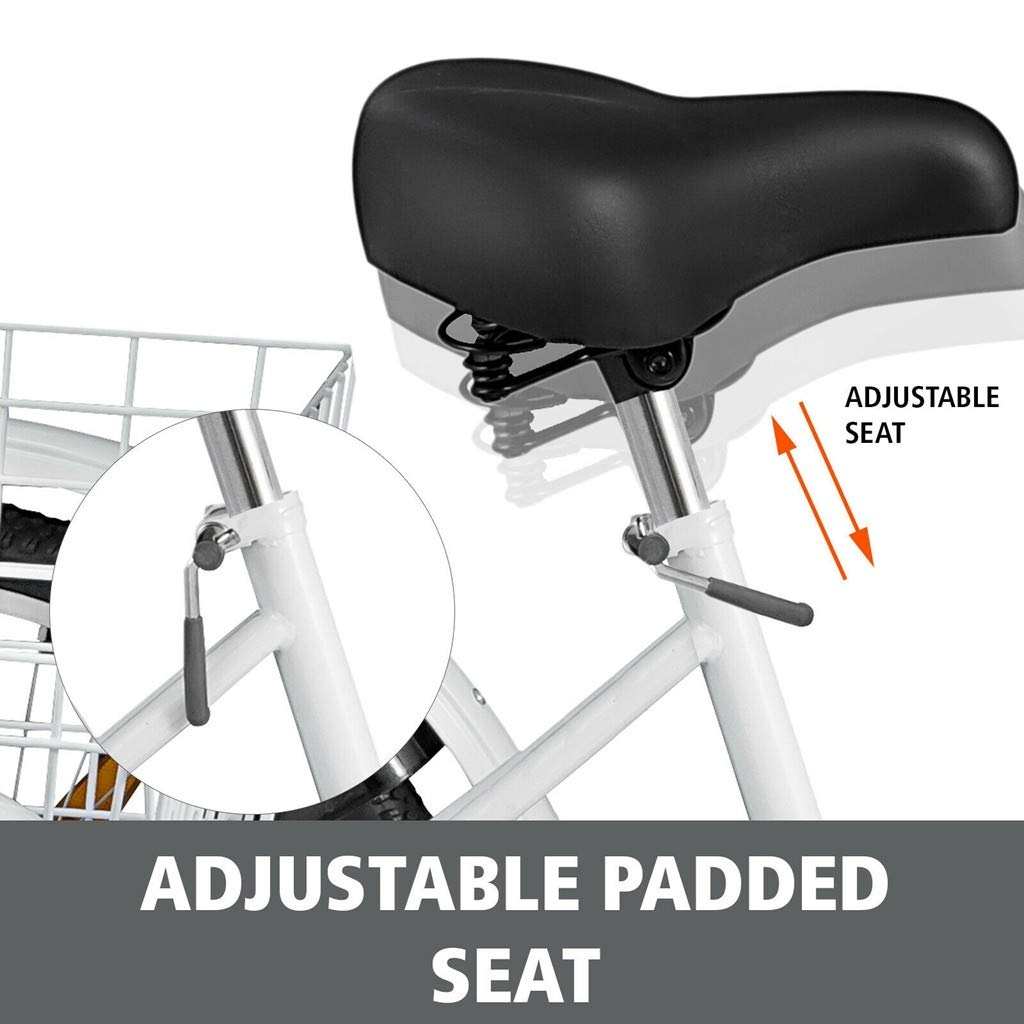 24-inch Adult Tricycle 1/7 Speed 3-Wheel Pedal Bicycle with Shopping Basket Suitable for Men and Women