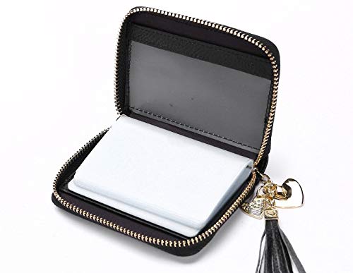 Bestbling Bling Crystal Credit Card Wallet Leather RFID Wallet for Women Wallet Zip Leather Card Case Holder Organizer (Silver)