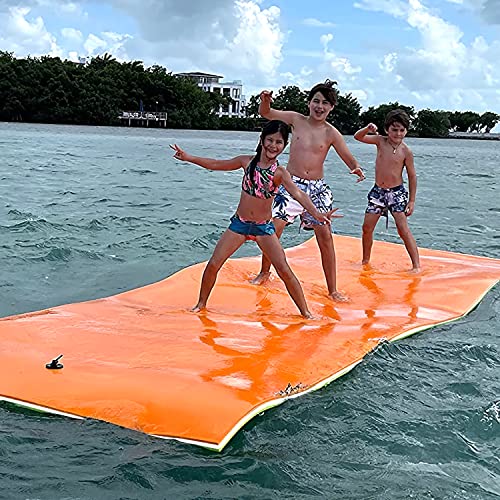 Big Floating Mat Water Foam Pad for Pools, Lakes, Oceans, Giant Lily Pad Pool Float for Water Recreation and Relaxing (Green-White-Orange,9FT)