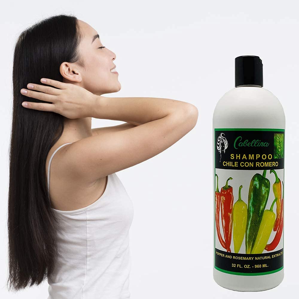 Cabellina Chile con Romero Shampoo, Cleans and Refresh, 32 FL OZ, Bottle,Green