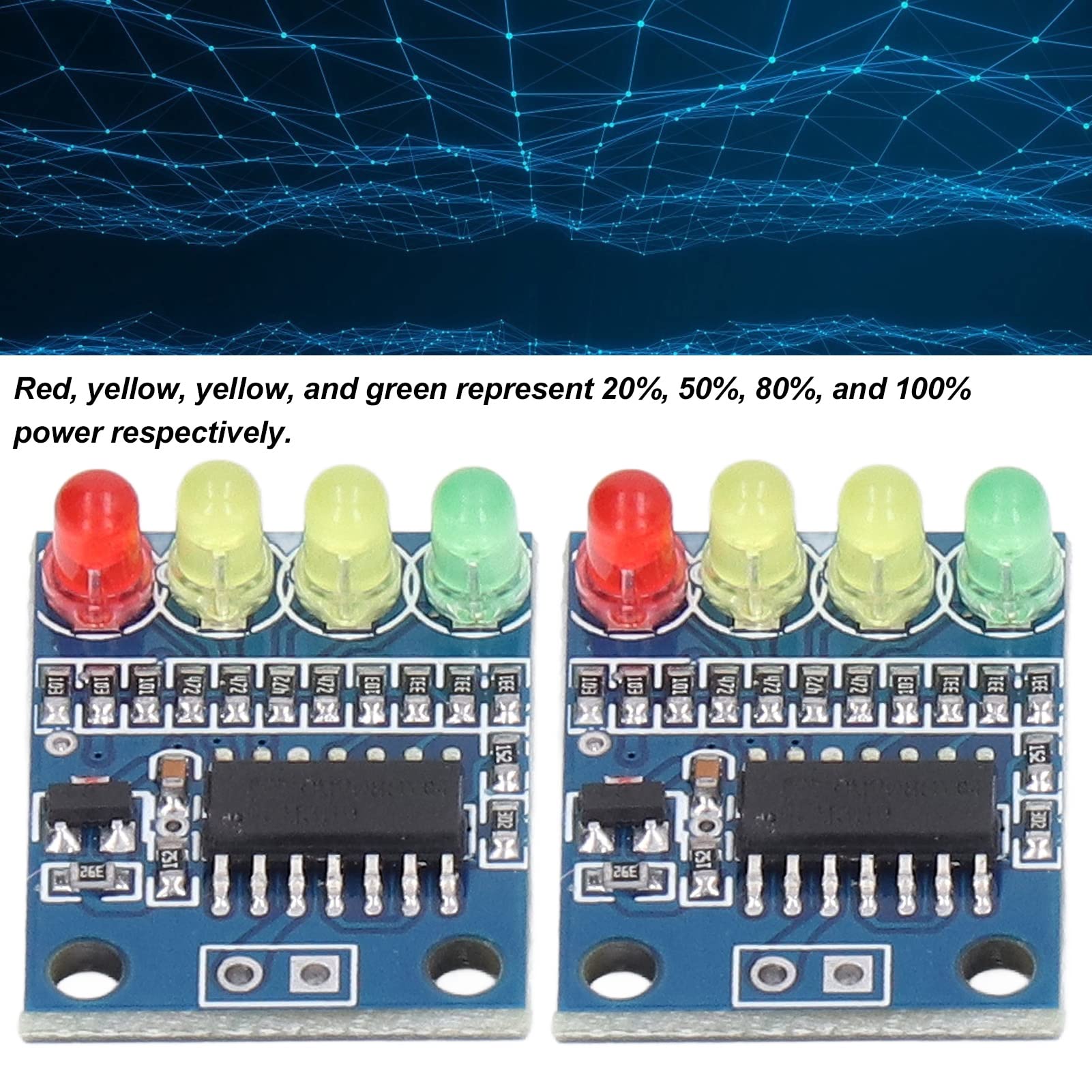 2Pcs Battery Level Indicator Battery Capacity Module Battery Level Indicator Module Module Capacity Tester Board 4 Phase 12V with 4pcs LED