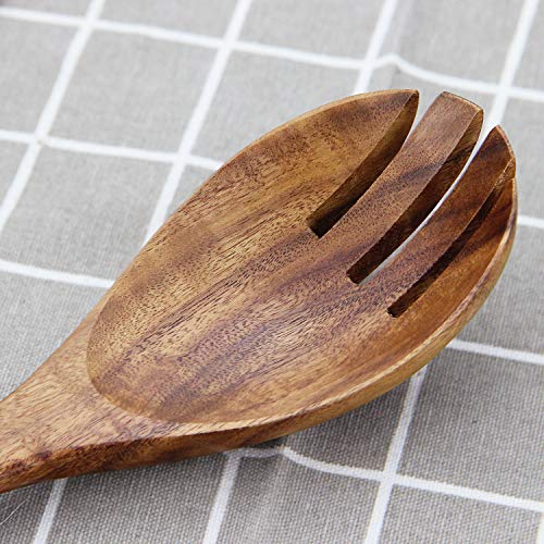 Salad Tongs, Salad Servers, Salad Tongs for Serving, AOOSY 10.2 inches Acacia Wood Serving Utensils Set Salad Mixing Dinner Fork and Spoon Long Handle Salad Server Set Kitchen Cooking Utensil