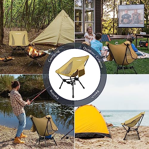 CANWAY Portable Camping Chair, Ultra-Compact and Lightweight Folding Chair for Camping, Beach, Picnic, Lawn Concerts, Hiking, Backpacking, Adjustable Height