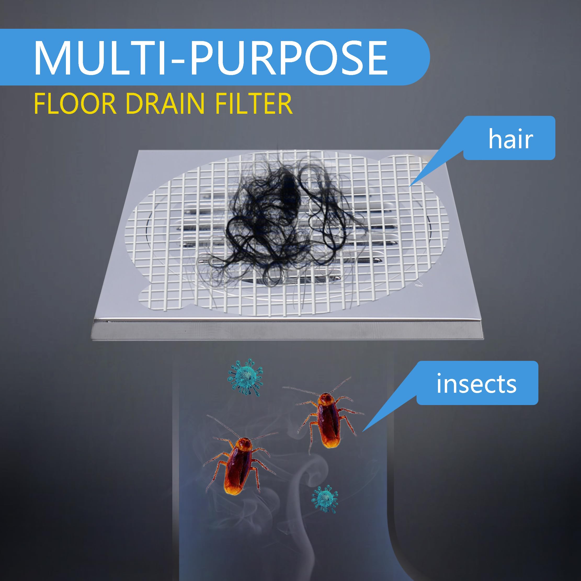 Melfluo 50 Pcs Disposable Shower Drain Cover Hair Catcher,Floor Drain Sticker,Drain Cover Sticker,Bathroom,Kitchen,Bathtub,Laundry,Shower Drain Stickers for Hair