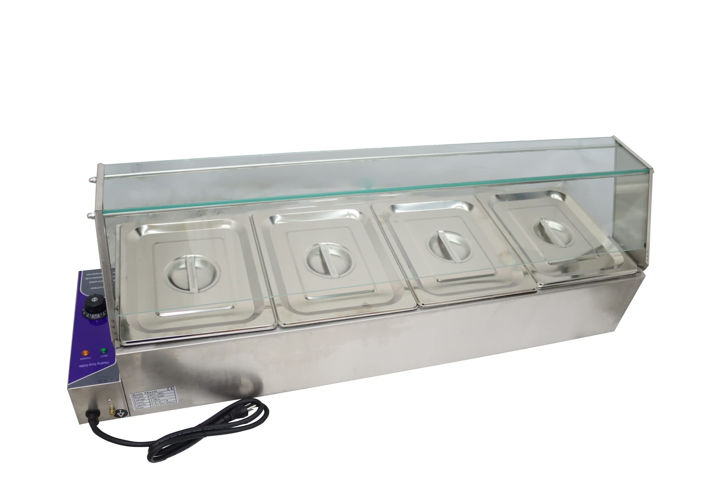 INTBUYING 4 pan Food Warmer Steam Table Kitchen Machine Bath Warmer Breakfast Supply