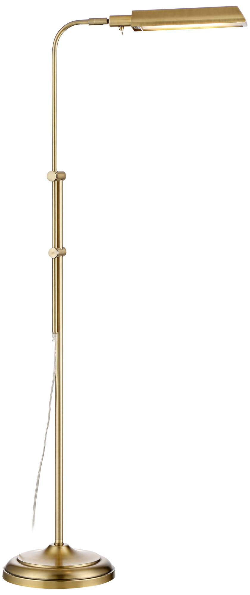 360 Lighting Culver Traditional Pharmacy Floor Lamp Standing LED Adjustable Height Plated 57" Tall Aged Brass Metal Shade Pole Light for Living Room Reading House Bedroom Home Decor