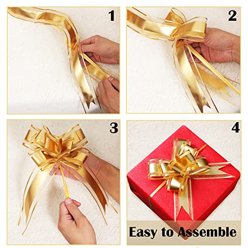 ADARRO 24PCS Christmas Pull Bows for Gift Wrapping with Ribbon for Presents, Florist, Bouquet, Basket Wrap Decoration, Christmas Bows Small(1.18”Wide)12PCS, Large(1.97”Wide)12PCS