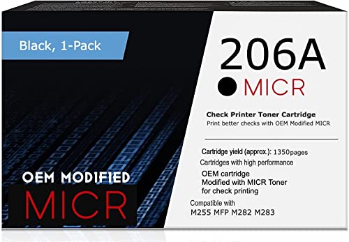 MTI 206A MICR Toner OEM Modified Replacement for HP 206A 206X | HP Color Laser Pro M255dw M255nw MFP M282nw M283cdw M283fdn M283fdw | W2110A Check Printer Magnetic Ink