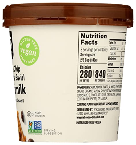 365 by Whole Foods Market, Ice Cream Non Dairy Chocolate Chip Peanut Butter, 1 Pint