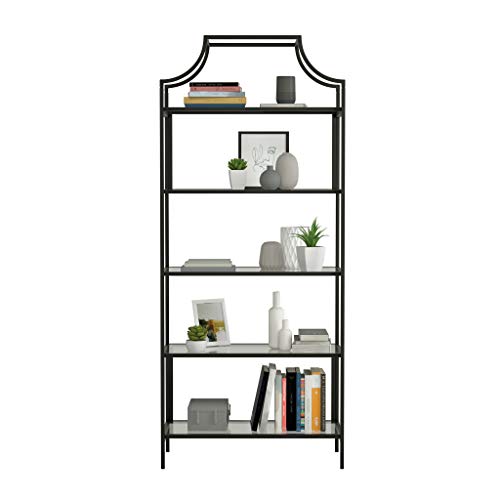Sauder Harvey Park Bookcase, L: 30.00" x W: 14.49" x H: 70.87", Black Finish