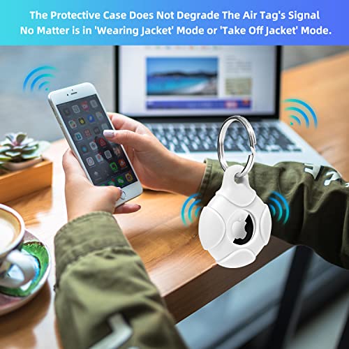 AirTag Holder, Waterproof Airtag Keychain 2 Pack, All-Around Protective Air Tag Case for Dog Cat Collar, Kids, Pets