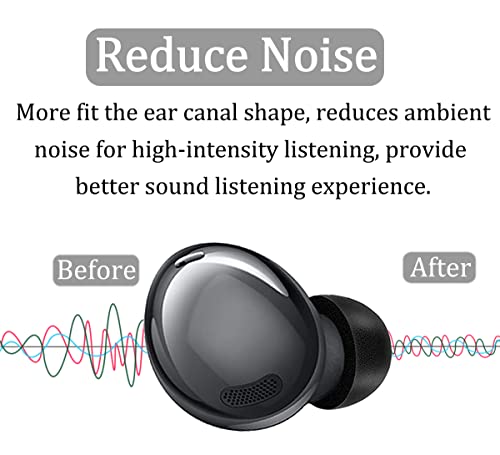 6 Pairs Memory Foam Galaxy Buds Pro Ear Tips Buds, S/M/L 3 Size Replacement Reduce Noise Fit in Case Comfortable Earbuds Compatible with Samsung Galaxy Buds Pro/Galaxy Buds 2 Pro - Black