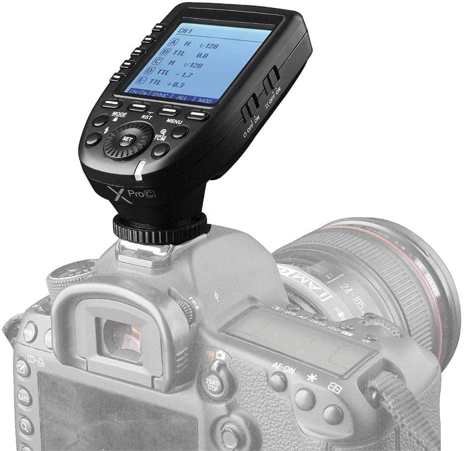 Godox Camera Flash Trigger Xpro-C for Canon Wireless Remote 2.4GHz 1/8000s HSS TTL-Convert-Manual Large Screen Design Customizable Functions