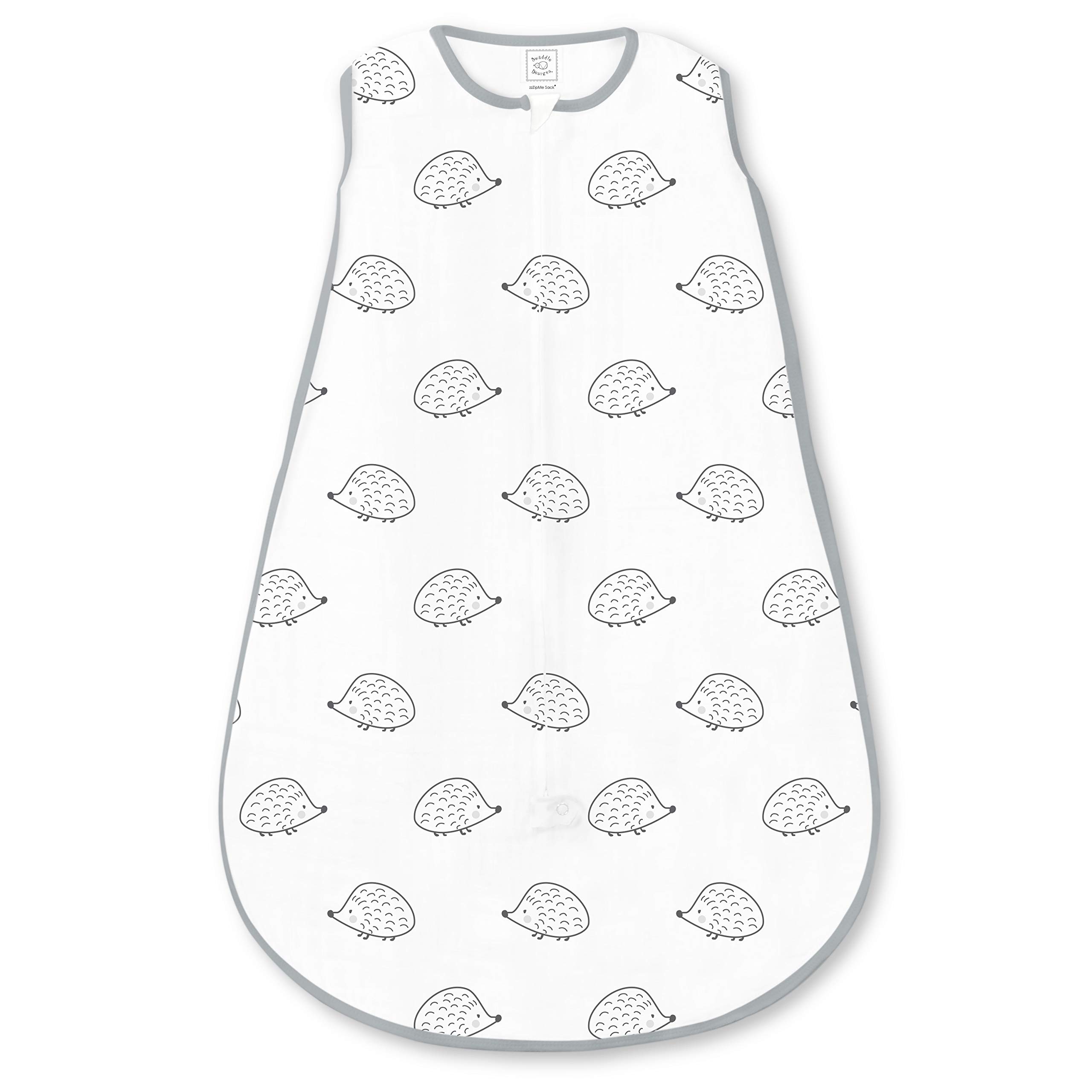 SwaddleDesigns Soft Fleece Sleeping Sack, Hedgehog, Black, Medium, 6-12 Months, Wearable Blanket with 2-Way Zipper
