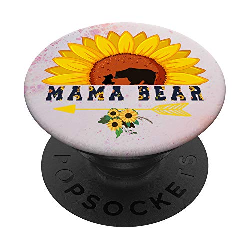Mama bear sunflower floral cute baby cub PopSockets PopGrip: Swappable Grip for Phones & Tablets