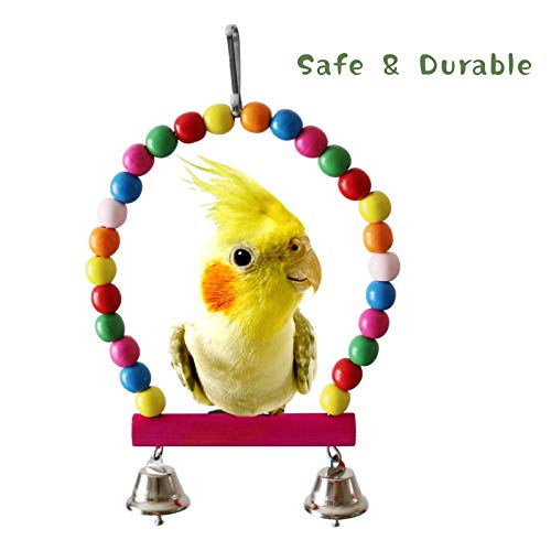 BWOGUE Bird Swing Toys with Bells Pet Parrot Cage Hammock Hanging Toy Perch for Budgie Love Birds Conures Small Parakeet Finches Cockatiels (5 Pack)