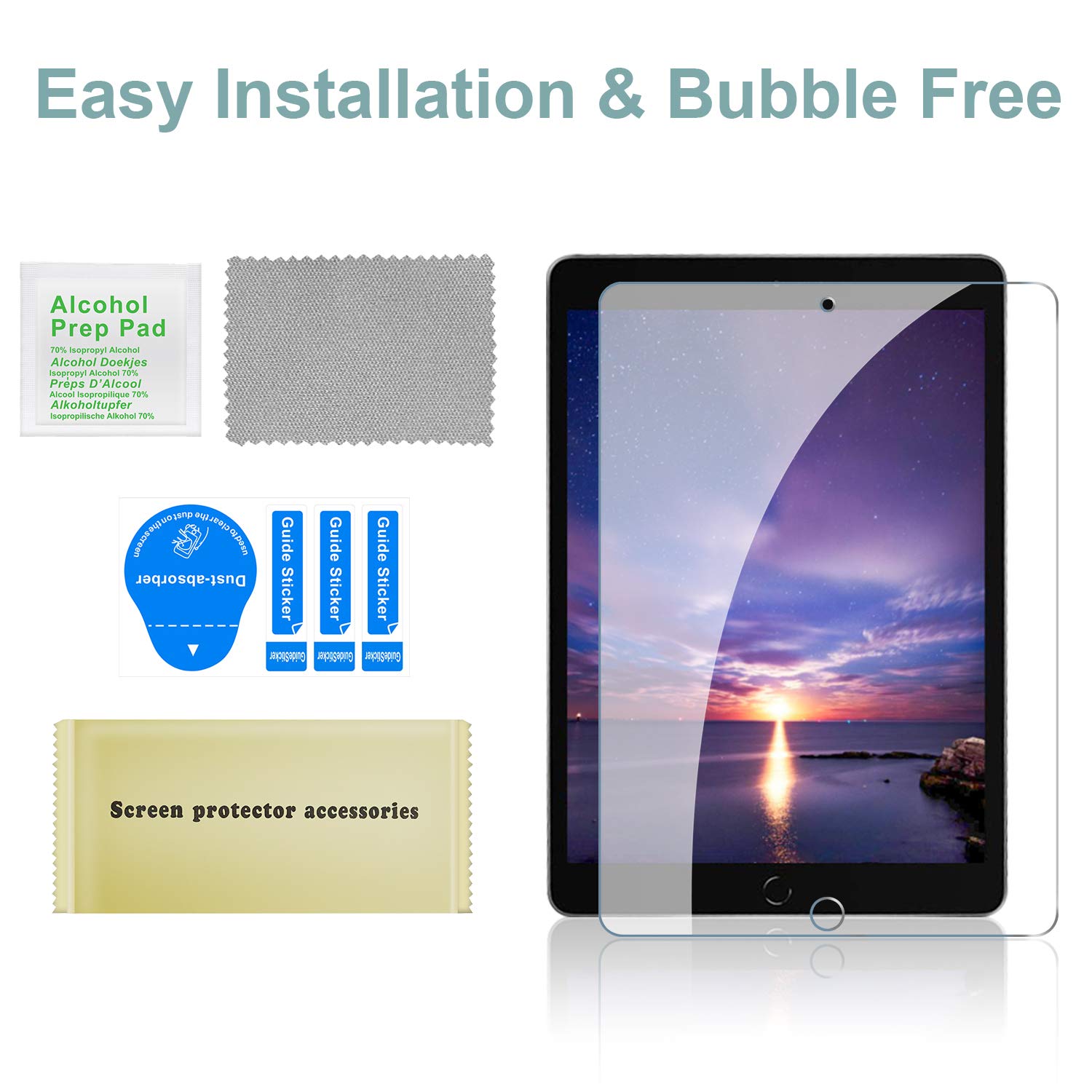ProCase Smart Case for iPad 10.2 (2021 9th Gen/2020 8th Gen/ 2019 7th Gen) Folio Case with Tempered Glass Screen Protector, Slim Stand Protective Case for 10.2" iPad 9/8/7th Generation -Black