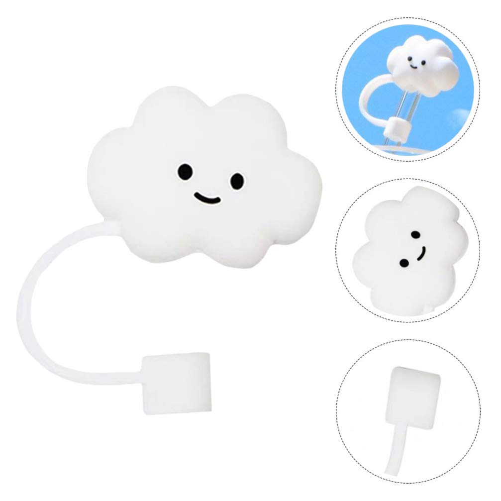2pcs Straw Tips Cover Cloud Shape Straw Tips Cover Silicone Straw Plugs Reusable Straw Covers Plugs Party Straw Cap Drinking Straw Protector for Straw