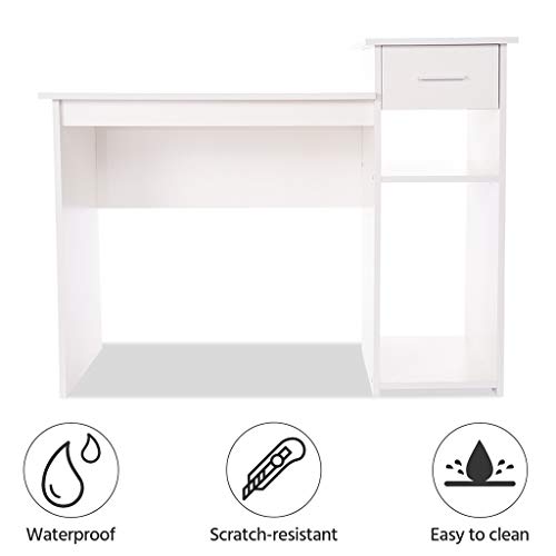 Multipurpose Home Office Writing Computer Desk, Modern Simple Study Desk Industrial Style Workstation Laptop Table with Storage Shelf -Workstation-Students Study Desk Wood Table