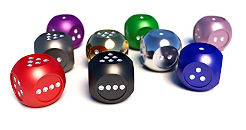 AKO DICE II - Aluminum D6 dice - Large Heavy Metal D6 Dice Set - Solid 16mm Dice with Extra Rounded Corner for a Better roll -Custom Metal dice Version 2 by AKO Dice (Blue)