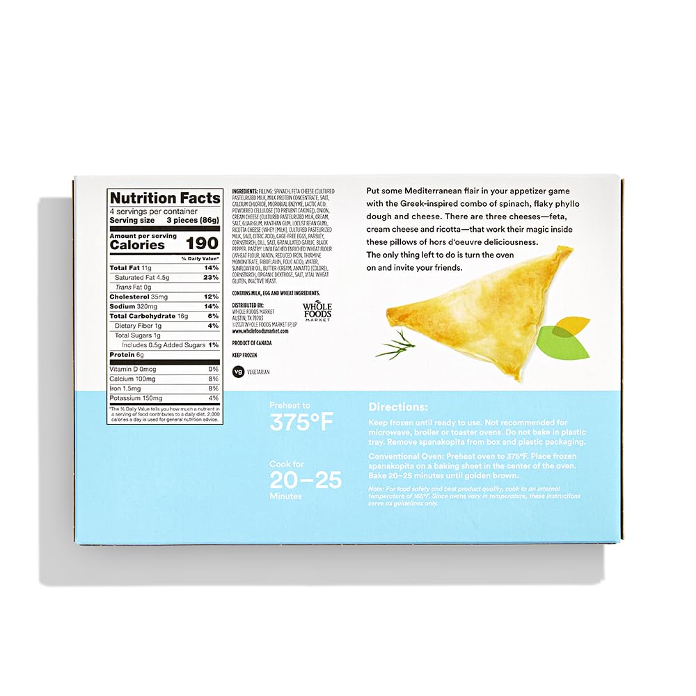 365 by Whole Foods Market, Spanakopita, Spinach & Cheese, 12 Count (Frozen)