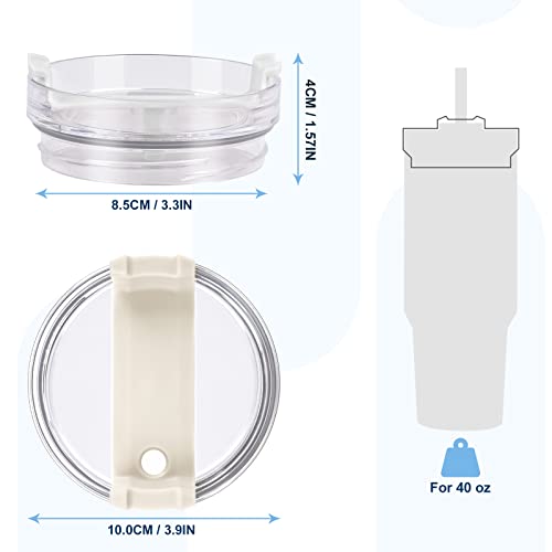 2Pcs Replacement 40oz Tumbler Lid Fit for stanley Quencher Adventure 40oz Tumbler (40 oz、white)