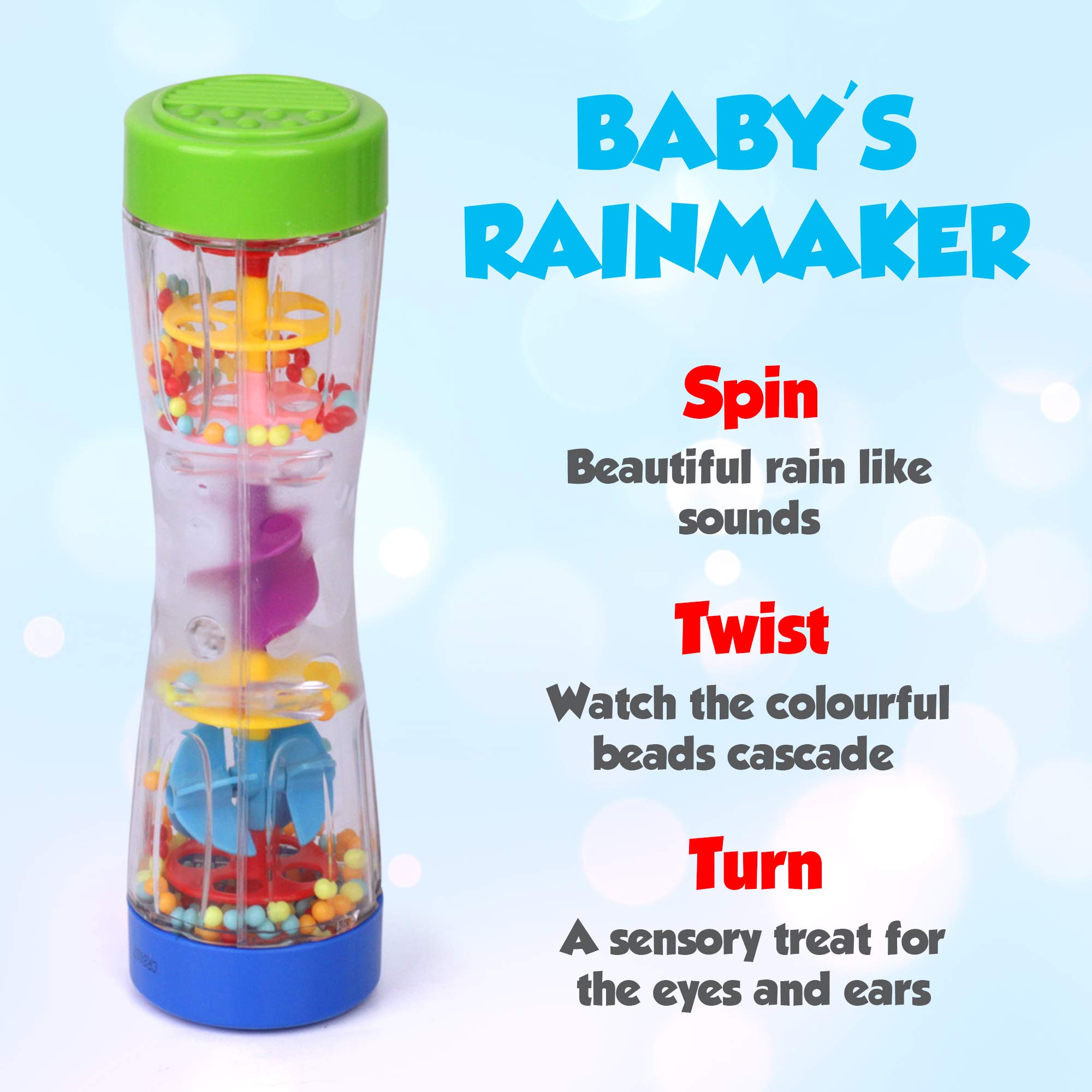 Playkidz 8.5" Rainmaker Rattle Toy for Babies & Toddlers, Kids Rainfall Rattle Tube, Rain Stick Shaker, Music Sensory Auditory Instrument Toy.