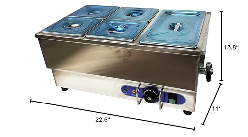 INTBUYING 5 Pan Food Warmer Steam Table Countertop Steamer Kitchen Supply